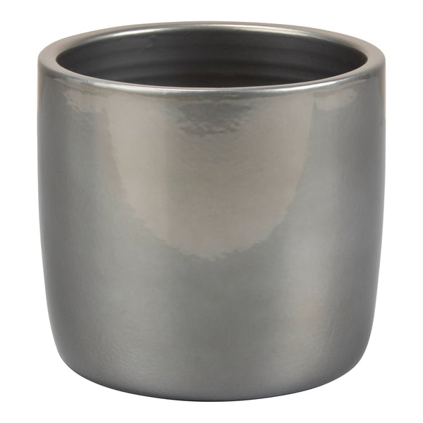 Dark Silver Indoor Ceramic Cover Pot Brilliant Silver (900) – Green Carpet