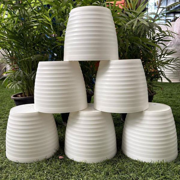 Stylish & Durable Fibre Pots – Set of 6 for Indoor & Outdoor Plants ...